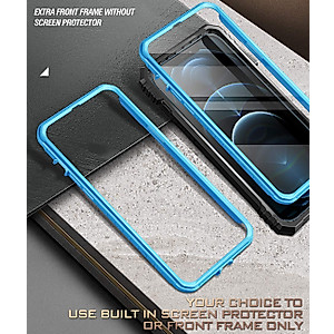 Poetic Revolution Series for iPhone 12 Pro Max 6.7 inch Case, Full-Body Rugged Dual-Layer Shockproof Protective Cover with Kickstand and Built-in-Screen Protector, Black