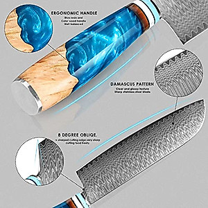 Kuwata Santoku Knife, Professional Japanese VG-10High Carbon Stainless Steel Damascus Kitchen Santoku Chefs Knife, Ergonomic Wood Knife Handle, Super Sharp Chef's Knives with Gift Box
