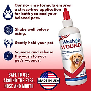 Wash-It Wound Wash for Dogs | Pet Wound Care for Dogs with Hypochlorous Acid to Clean Wounds, Cuts, Burns & Irritation & Prevents Infection | US-Made Dog Wound Care & Safe for All Animals (4oz)