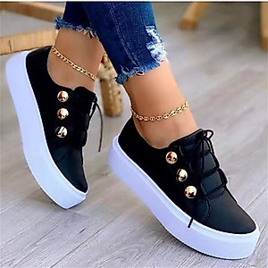 Slip On Sneakers Women Wide Width Black Women's Fashion Canvas Shoes Round Toe Lightweight Non-Slip Flat Shoes Classic Casual Fall Soft Comfort Breathable Low Top Walking Sneakers Loafers