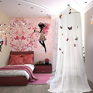 Dream Tada Cinderella Room Decorations, Girl's Bed Canopy - Kid's Glow in The Dark Butterflies Netting, Fit Twin Full Queen, DIY Kit Make a Wish As You Place Each Butterfly