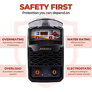ANDELI 160A ARC Welder Inverter DC MMA Portable Welding Machine Kit IGBT Technology, 110V/220V Dual Voltage Hot Start Welding Machine Orange Plastic Case