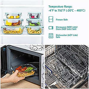 Vtopmart 8 Pack Glass Food Storage Containers with Lids, Glass Meal Prep Containers, Airtight Glass Bento Boxes with Leak Proof Locking Lids, for Microwave, Oven, Freezer and Dishwasher