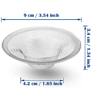 2 Pcs Heavy Duty Stainless Steel Slop Basket Filter Trap, 3.54" Top / 1.65" Mesh Metal Sink Strainer, Perfect for Kitchen Sink/Bathroom Bathtub RV Wash Basin Floor Drain Balcony Drain Hole