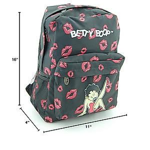 Betty Boop Microfiber 16" Height Backpack and Key Ring (Black)