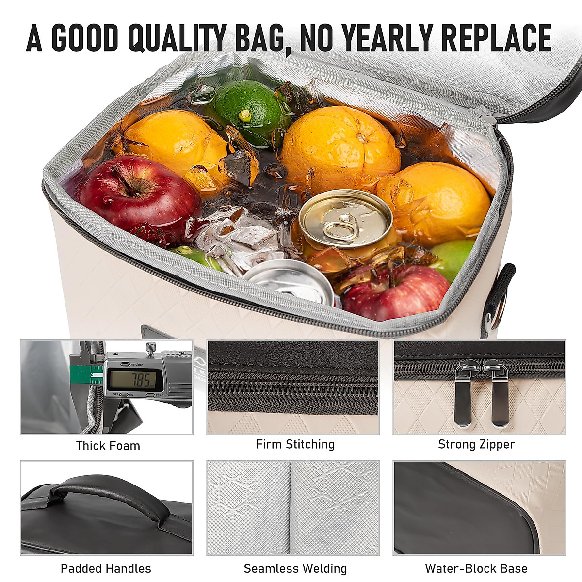 ADDIMOR Lunch Bag for Women Men - Cute Leather Luxurious Lunch Tote Bags Reusable Insulated Lunch Box Large Capacity Reusable Insulated Cooler for Work Picnic or Travel