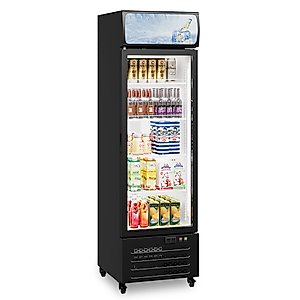 GarveeTech Commercial Display Refrigerator with Single Glass Door, 11.5 Cu.Ft Merchandiser Beverage Refrigerators Fridge, Upright Beverage Cooler, Soft Led Light, Adjustable Shelves