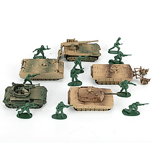 Gresdent WW2 Army Tank and Army Men Toys Playset,2 US M1A2 Tank Models and 10 Toy Soldiers for Kids Boys