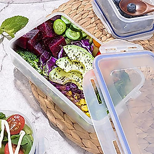 Mengico 4.6 Cup Plastic Food Containers With Lids,10 Pack Food Storage Containers,Rectangle Food Containers,Meal Prep Kitchen Food Organization