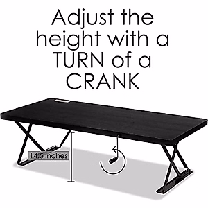 Manual Adjustable Height Computer Tabletop, Crank Lift, 47x24x15 (LxWxH) (Black)
