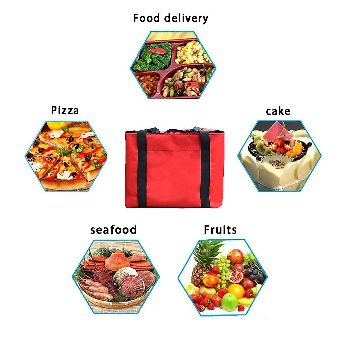 CALIDAKA Insulated Food Delivery Bag, Food Storage Waterproof Oxford Cloth Zipper Ergonomic Pizza Bag Picnic, Reusable Food Warmer Grocery Bag for for Hot/Cold Food, Pizza, Drinks (size:XL)