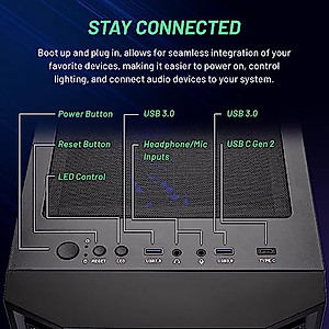 Skytech Gaming Shadow Gaming PC Desktop – AMD Ryzen 5 7600X 4.7 GHz, RTX 3060, 1TB NVME SSD, 32G DDR5 RGB, 600W Gold PSU, 240mm AIO, AC Wi-Fi, Windows 11 Home 64-bit