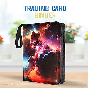 LORDL 400 Pocket Card Binder, Trading Card Binder with Fantasy Space Design, Black, 9.5 x 7 x 2 inches, Collectible Trading Card Album