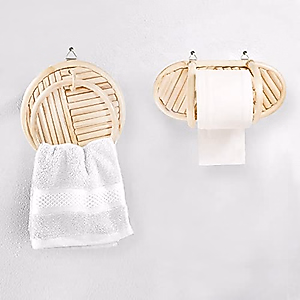 BemiaoCrafts Rattan Towel Ring Wicker Decorative Wall Mounting Handmade Round Hanging Towel Holder Circle Towel Rack Natural Holder Hanger Rack for Bath & Household