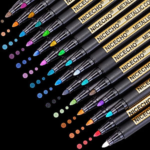 26 Colors Medium Tip Metallic Paint Pens, Colored Markers for Black paper, Easter Egg, Art Rock Painting, Card Making, Scrapbook Crafts, DIY Photo Album