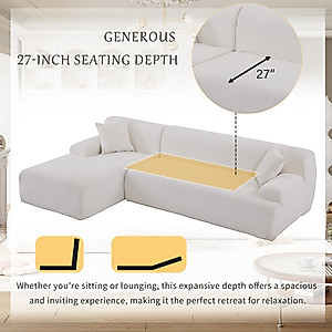 VASOENY 109 X 65'' Modular Sectional Couch,Chenille Fabirc Corner Sofa, 3 Seat Modern L Shaped Sofa Couch with 2 Waist Pillow for Living Room, Office, Right Chaise Lounge