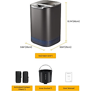 Nagual Smart Electric Composter for Kitchen, Mill Composter Kitchen Bin, One Button Turn Waste into Natural Fertilizer, Auto-Stop, High Temperature Sterilization, Filter Deodorization(NA2 2.5L)