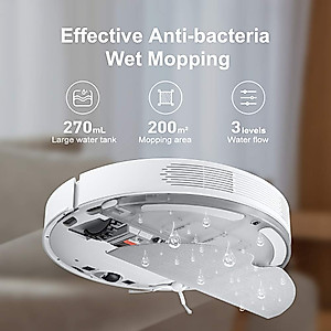 Dreametech D9 Robot Vacuum and Mop Combo, 2 in 1 Vacuum Cleaner with Lidar Navigation, 3000Pa Strong Suction Power, 150min Runtime, Compatible with Alexa, Smart Mapping for Carpet, Hard Floor