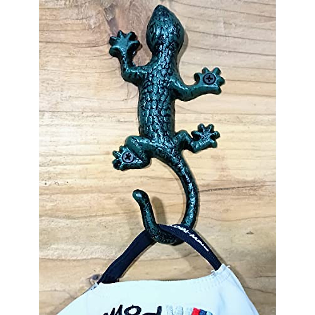 HWHP Zone - Wall Hooks Decorative Cast Iron Animal Gecko Shape Hooks Wall Mounted for Home Office Foyer Hallway Pool Garden Garage Indoor Outdoor Used, Hand Made, Gifts.