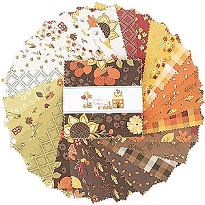 Fall's in Town Riley Blake 5-inch Stacker, 42 Precut Fabric Quilt Squares by Sandy Gervais