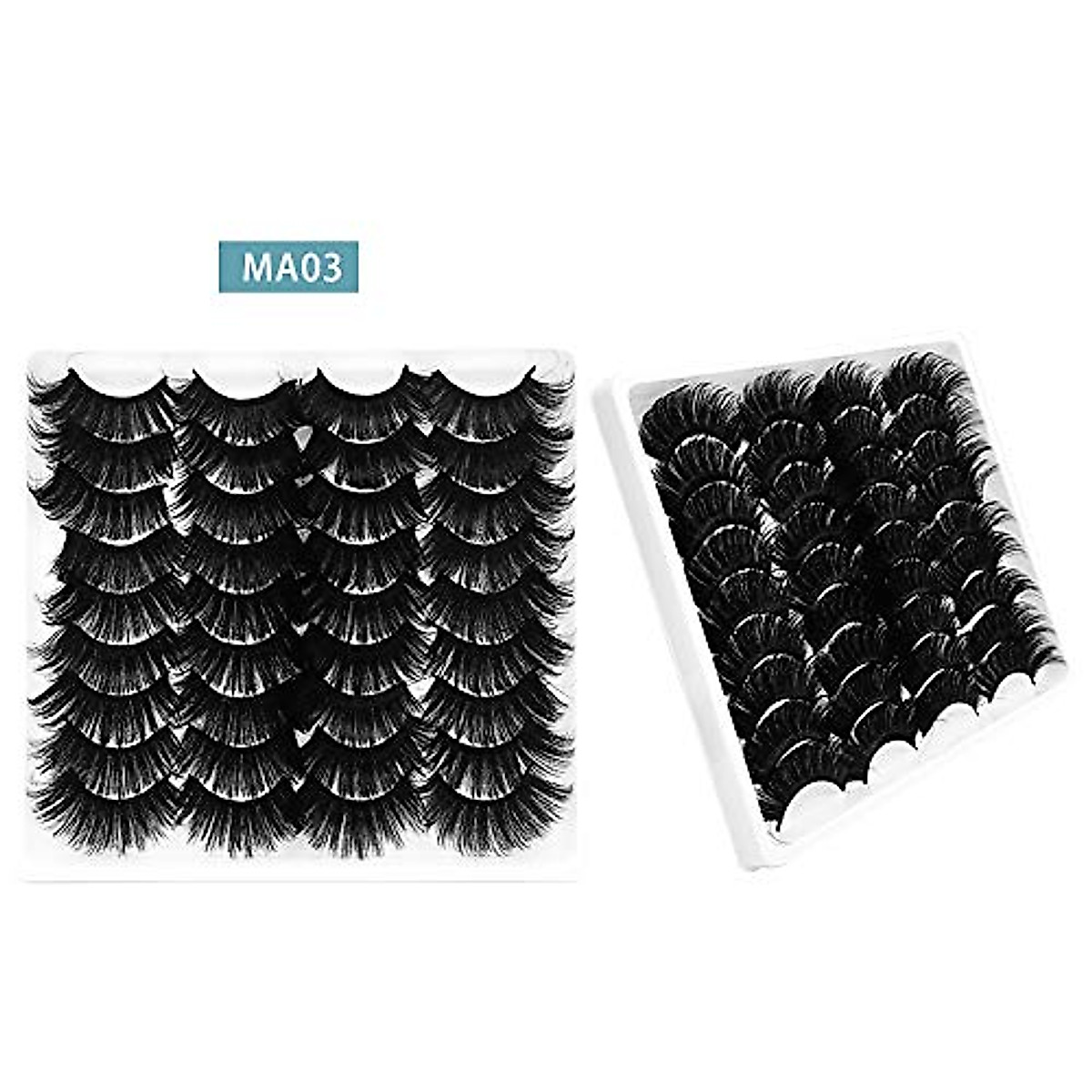 AMSDCN NEW 18pair Fluffy Lashes Mink Hair False Eyelashes 20mm-25mm 3d Lashes Dramatic Long Messy Natural Lashes Makeup Mink Eyelashes (MA03)