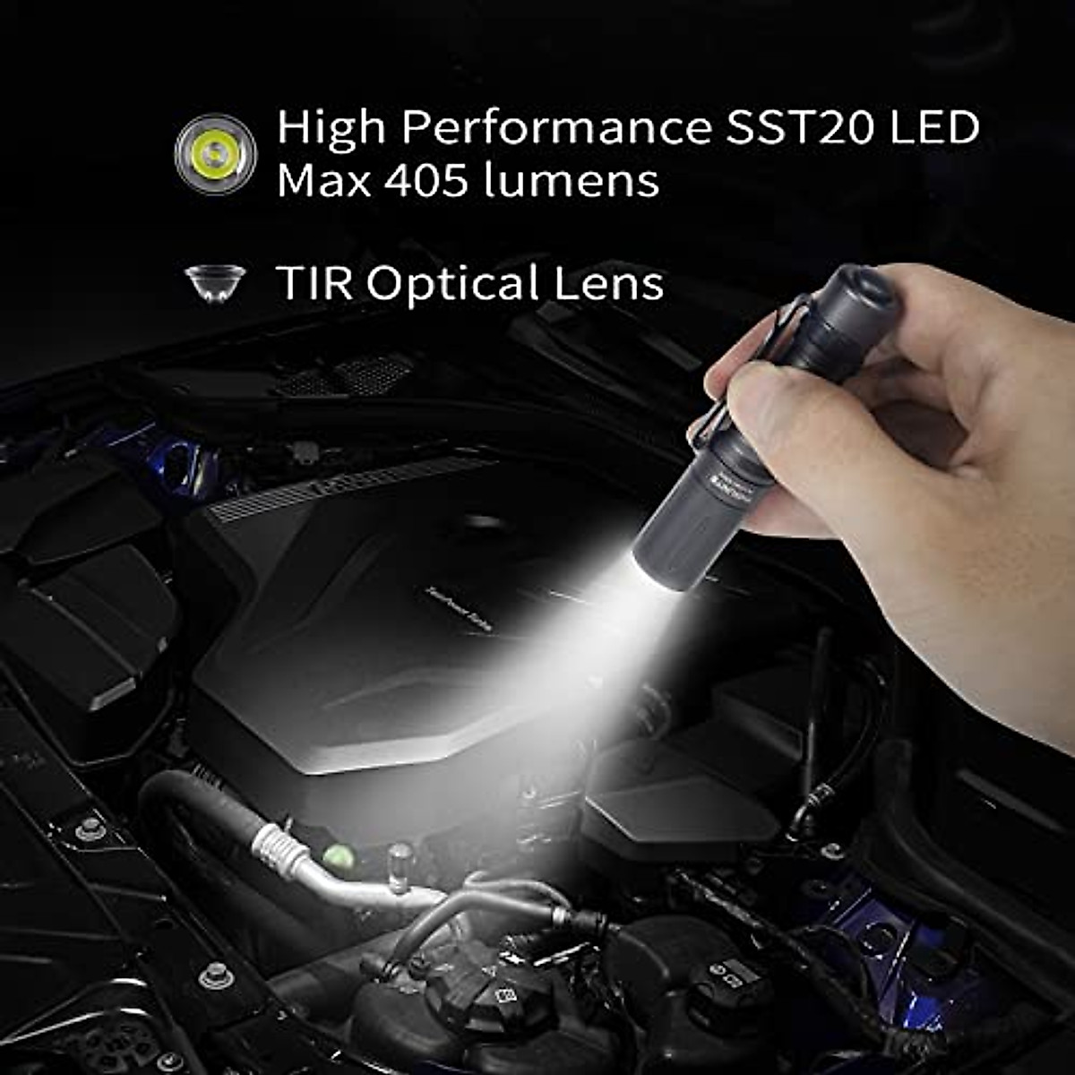 ThruNite EDC Flashlight Archer Mini, 405 Lumens Tail Switch LED Flashlight, USB C Rechargeable Little Pocket Penlight for Camping, Outdoor, and Emergency - Metal Grey Cool White