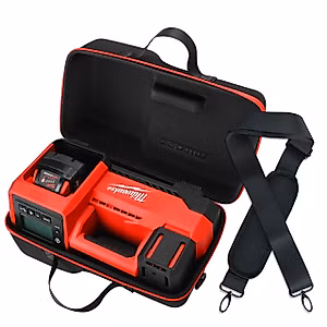 LOTOCASE Air Compressor Bag for Milwaukee M18 Inflator 2848-20, Air Pump Custom-Fit Storage Carrying Hard Case for Milwaukee Tools - Included Neck Strap (Only Case)