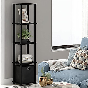 FURINNO Decorative Shelf With Bin, Black