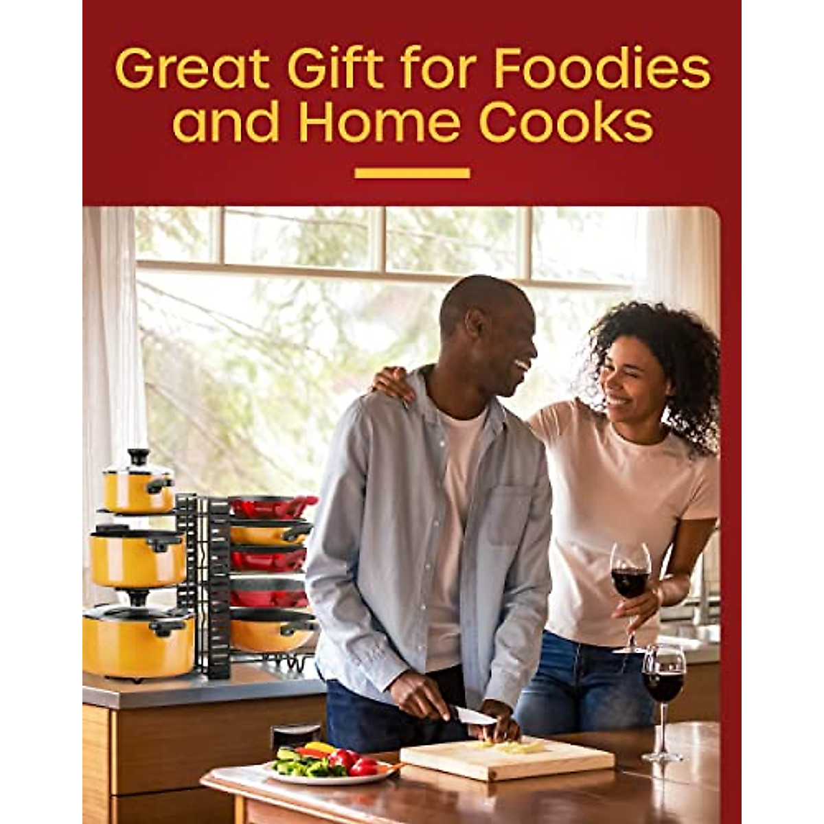 MUDEELA Pots and Pans Organizer for Cabinet Pan Organizer Rack for Cabinet with 3 DIY Methods, Adjustable Pot Organizer Rack with 8 Tiers, Pan Pot Rack for Kitchen Organization and Storage