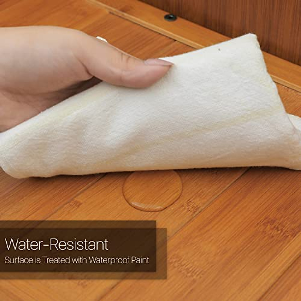 MoNiBloom 5 Tier Bamboo Shoe Cabinet with Doors, Bamboo Free Standing Shoe Shelf Organizer Storage w/High Baffle for 21-25 Pairs Entryway Hallway Office Home, Brown