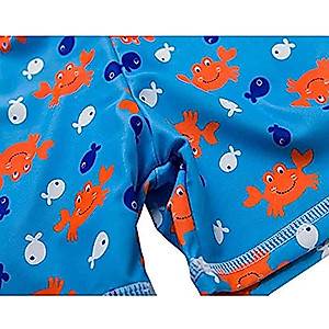Baby Toddler Boys Two Pieces Swimsuit Set Boys Bathing Suit Rash Guards with Hat UPF 50+ FBA (Crab-c, 6-9 Months)