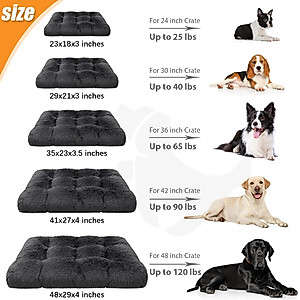KSIIA Dog Crate Bed Washable Dog Beds for Large Dogs Deluxe Plush Fluffy Comfy Thick Kennel Pad Anti-Slip & Anti-Scratch Pet Sleeping Mat, 35 x 23 Inch, Dark Gray