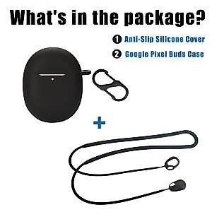 Luckvan Silicone Case for Google Pixel Buds Pro+Sport Anti-Lost Rope Replacement Ear Tips Pixel Buds Pro Earbuds, Black