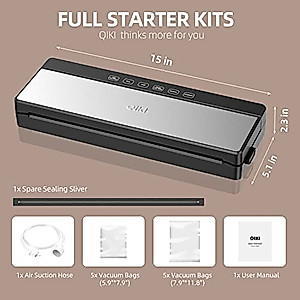 Vacuum Sealer Machine for Food Saver, Full Automatic Food Sealer With Built-in Cutter &Vacuum Sealers Bags, Food Preservation Dry/Moist/External Vacuum System Modes for All Saving Needs Starter Kit