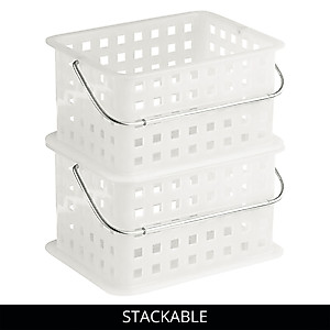 iDesign Spa BPA-Free Recycled Plastic Small Stackable Basket, 9.25" x 6.69" x 5.13", Frost