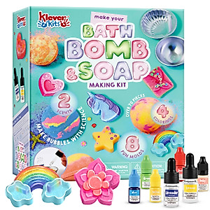 Klever Kits Bath Bomb, Soap Making Kit for Kids, 2-in-1 Spa STEM Science Kits, DIY Make Your Own Bath Bombs & Soap, Spa Kit for Kids, Gifts Toys for Toddler Kid, Birthday Present