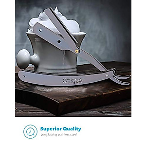 Equinox Professional Gun Metal Straight Edge Razor with 100 Single Edge Derby Blades - Close Shaving Men's Manual Shaver Safety (Gun Metal Edition)