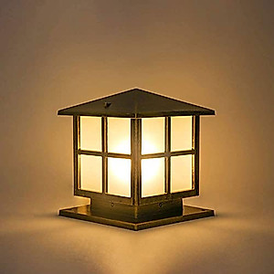 CZLZY Outdoor Post Light Fixtures Aluminum Square E27 Column Light Patio Garden Waterproof Pillar Lamp Acrylic Lamp Shade Villa Fence Pedestal Light Street Light Lawn Landscape Light