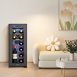 JINJUNYE 12 Bottle Wine Cooler, Wine Fridge Small, 46-66°F, Freestanding Wine Cooler Refrigerator with Digital Temperature Control, Wine Cellar Gift for Wine Lover…