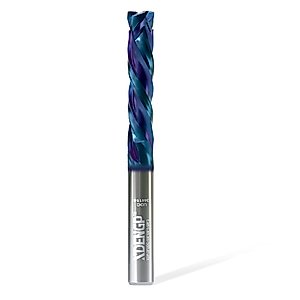 XDENGP 3 Flute Up&Down Cut Compression Spiral Router Bit for CNC, 1/4" Cutting Diameter, 1-1/4" Cutting Length 1/4" Shank with nACo Coated Carbide End Mill for Wood Carving Engraving Grinding Grooving