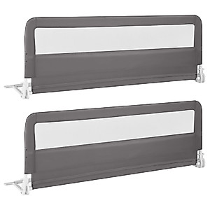 HONEY JOY Bed Rail for Toddlers, 59-in Extra Long, Portable Safety Bed Guardrail w/Double Safety Child Lock, Foldable Baby Bed Rail Guard, Fit King & Queen Full Twin Size Bed Mattress (2 Pack, Gray)