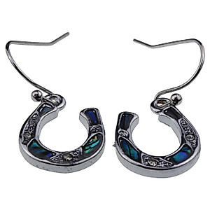 Horseshoe Earrings | Brilliant Natural Abalone | Hypoallergenic Silver & Green Paua Shell | Turquoise Color