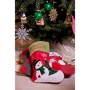 Clever Creations Happy Holidays Snowman Christmas Stocking for Kids, Teens, & Adults | Holiday Decor Theme | Perfect for Small Gifts, Stocking Stuffers, & Candy | Measures 16" Tall