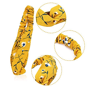 AHONEY Boho Knotted Twisted Floral Headbands - 20 Pack Elastic Headband Hair Accessories for Women