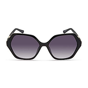 GUESS Women's Trendy Geometric Square Sunglasses, Shiny Black, 57mm