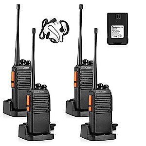 Seodon Walkie Talkies for Adults Long Range with One Extra Battery for Each Radio Rechargeable 4 Pack Up to 5 Miles Range in The Open Filed Two Way Radios with Earpiece/Headsets