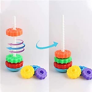 BornCare Kids Spinning Spiral Stacking Toy for Baby Toddler Kids. Durable Colorful Toy Pre K