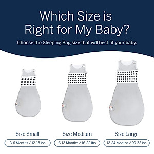 Nanit Breathing Wear Sleeping Bag – 100% Cotton Baby Sleep Sack - Works Pro Baby Monitor to Track Breathing Motion Sensor-Free, Real-Time Alerts, Size Small, 3-6 Months, Pebble Grey