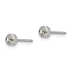 Titanium 4mm Rhinestone Crystals Stud Earrings Ear Piercing Studs