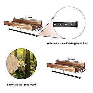 Miratino Jewelry Organizer Hanging Jewelry Holder Rustic Wood Wall Mounted Jewelry Storage for Necklaces Bracelets Earrings Rings Display Set of 3 Carbonized Black